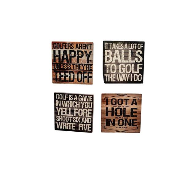 Art | Funny Golf Quote Trivets Plaques Set4 Verdici Designs Read | Poshmark